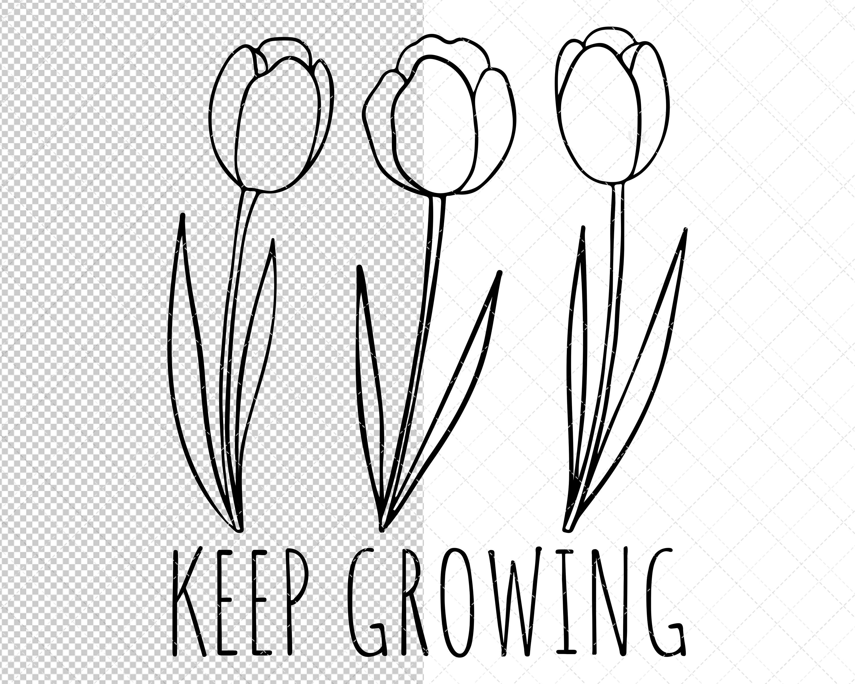 Keep Growing SVG T-shirt Design Flowers Line Art Phrases | Etsy