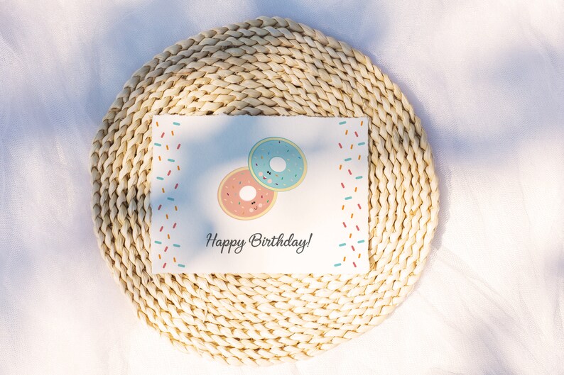 Printable Birthday Card, Kawaii Greeting Card, Doughnut Birthday Cards ...