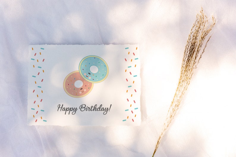 Printable Birthday Card, Kawaii Greeting Card, Doughnut Birthday Cards ...
