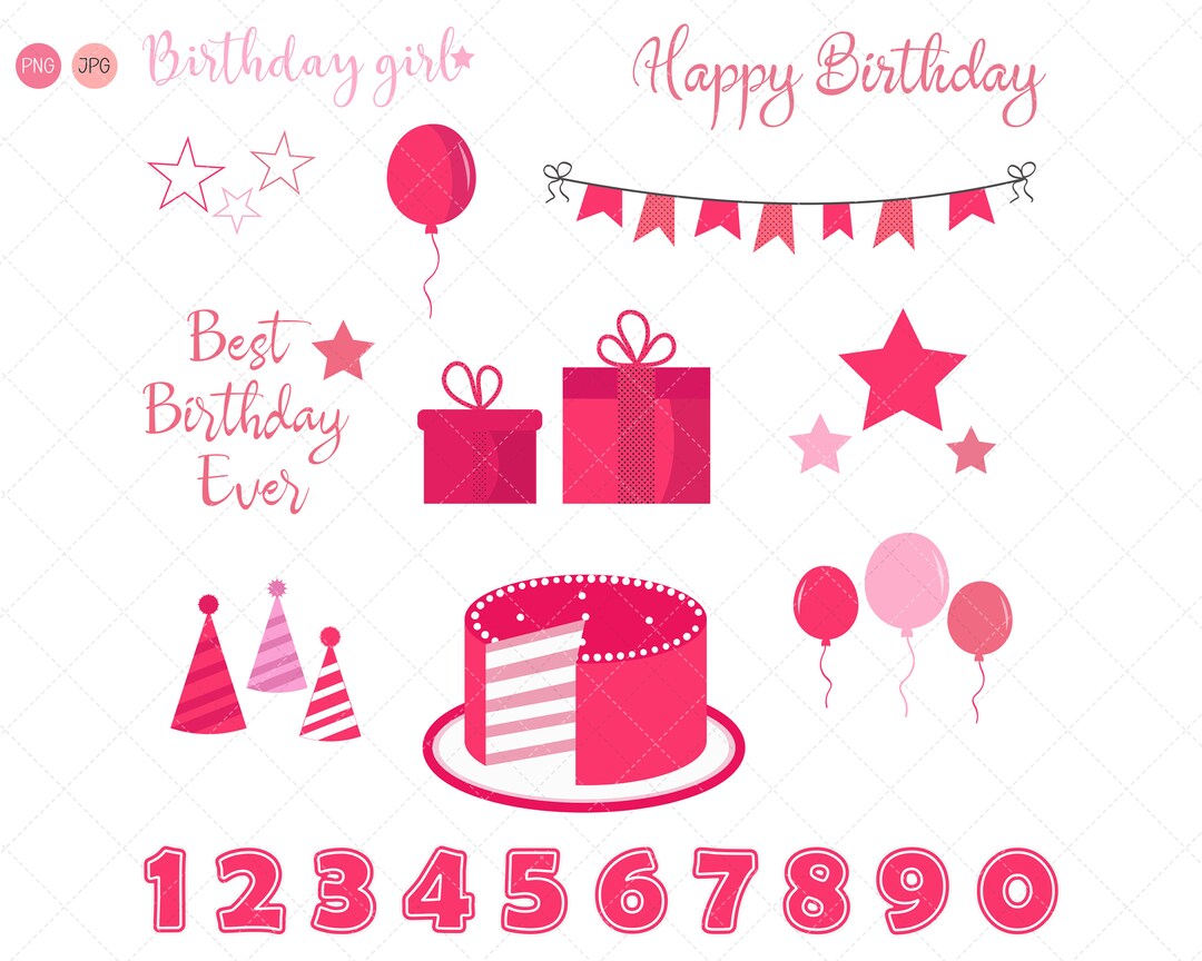 Birthday Girl Overlays, Pink Birthday Clip Art Png, Happy Birthday ...