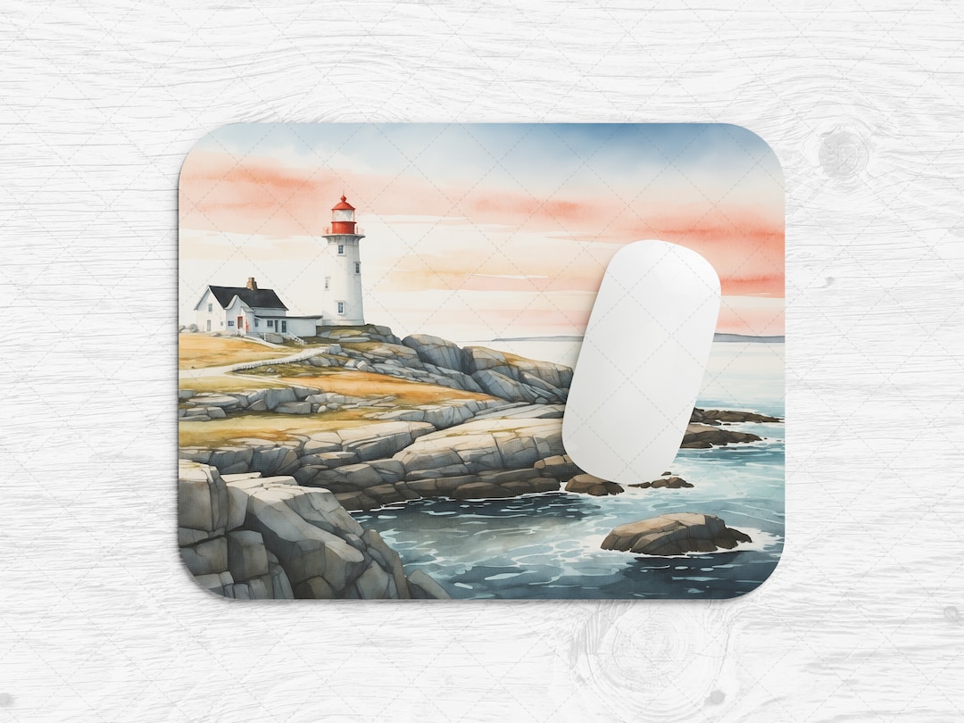 Lighthouse Mouse Pad Design, Watercolor Sea Mouse Pad Sublimation ...