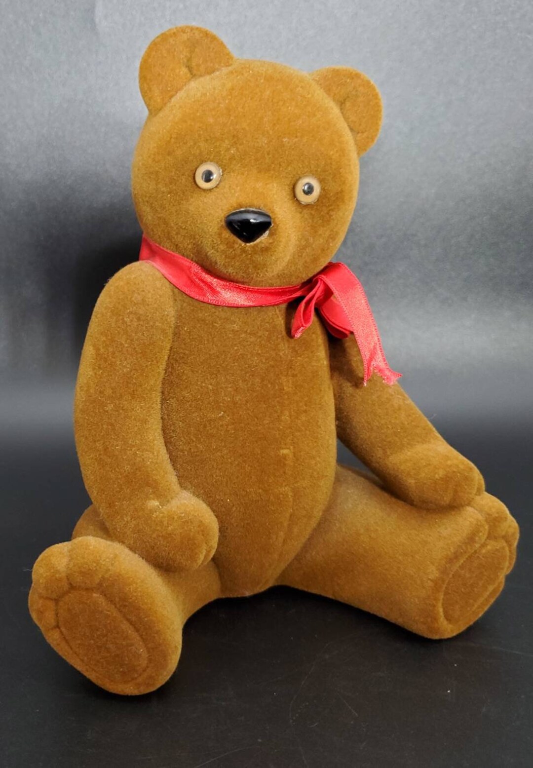 Vintage Fuzzy Flocked Bear Money Bank - Etsy