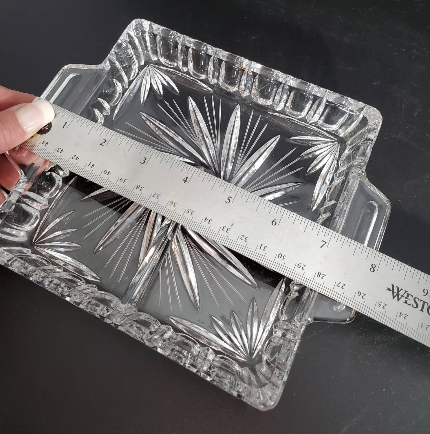 Vintage Crystal Cut Glass Serving Platter With Three Sections - Etsy