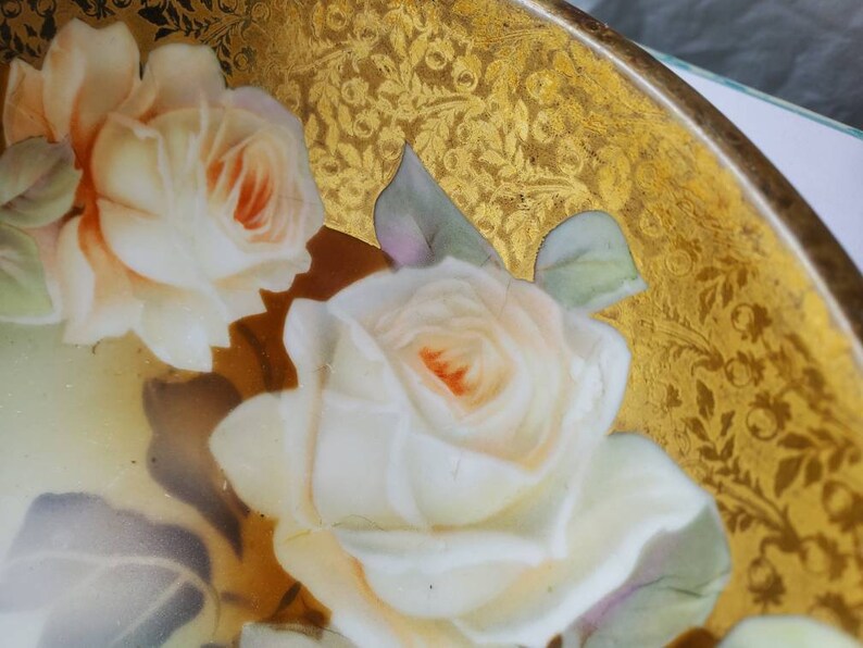 Antique Ornately Painted Rose Dish W/gold Trim Reinhold Schlegelmilch ...