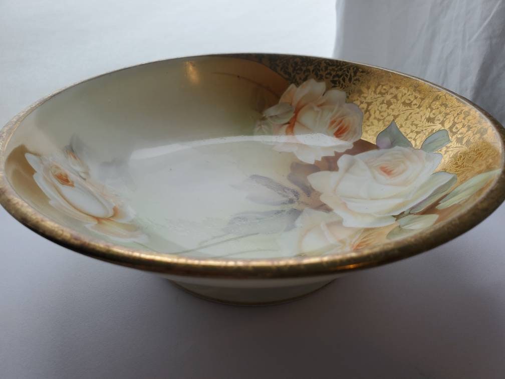 Antique Ornately Painted Rose Dish W/gold Trim Reinhold Schlegelmilch ...