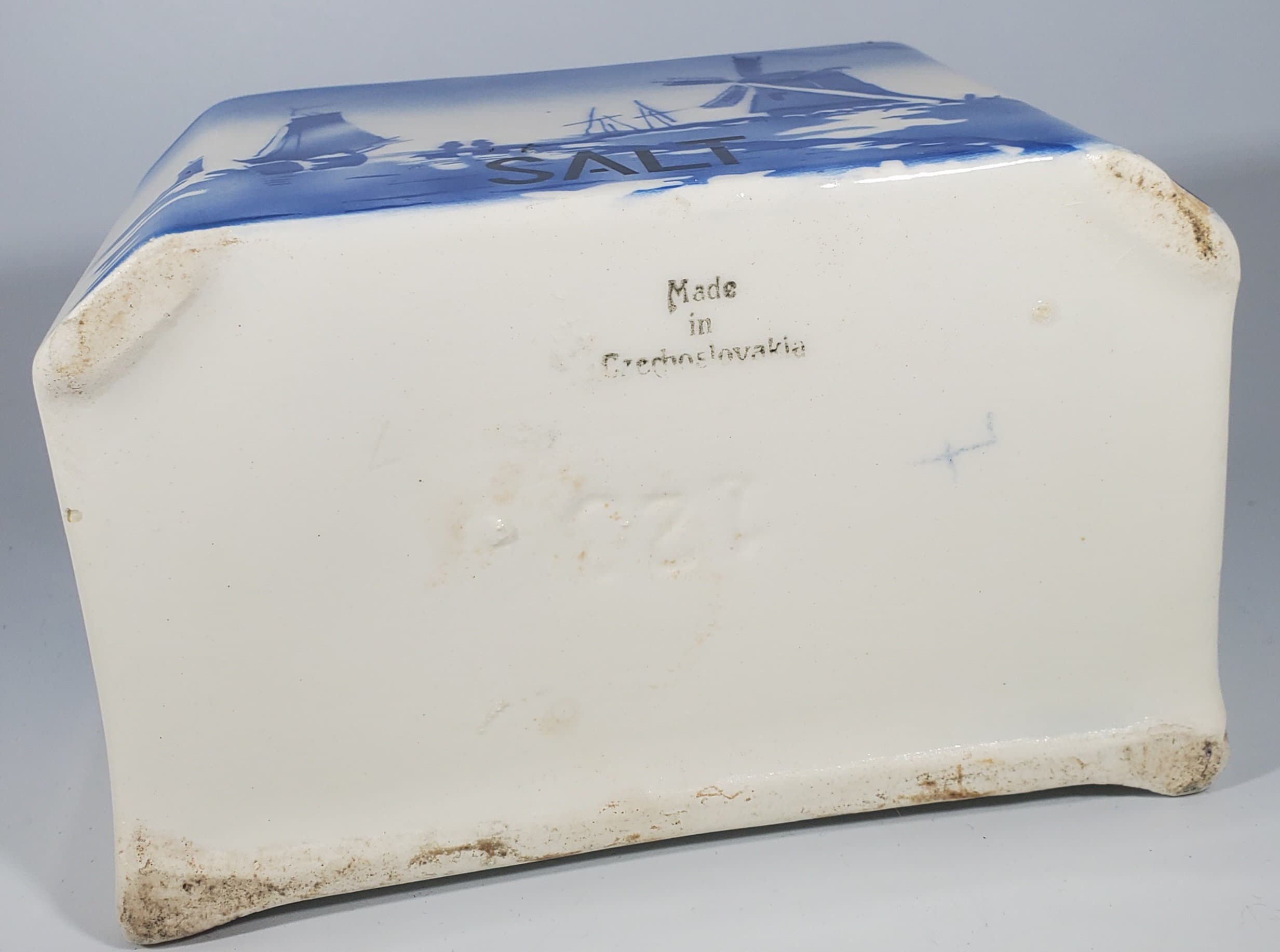 Vintage Flow Blue Salt Box Czechoslovakian Antique Wall Pocket ...