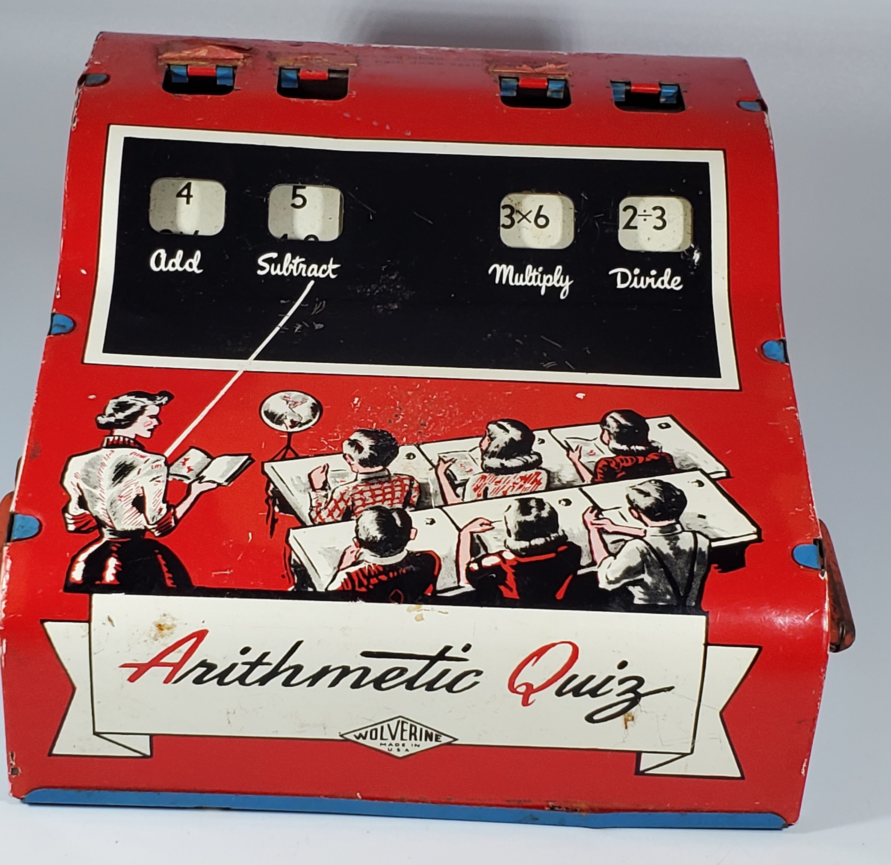 Wolverine Metal Lithographed Arithmetic Quiz Toy Machine Teaching Aid ...