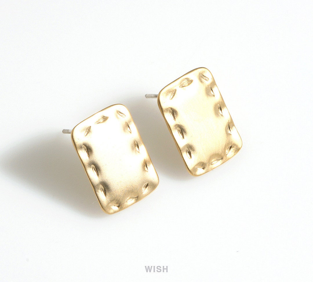 Rectangle Stud Earrings in Matte Gold Rectangular Stud - Etsy