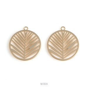 Palm Tree Leaf in Disc in Matte Gold Palm Tree Leaf in Coin - Etsy