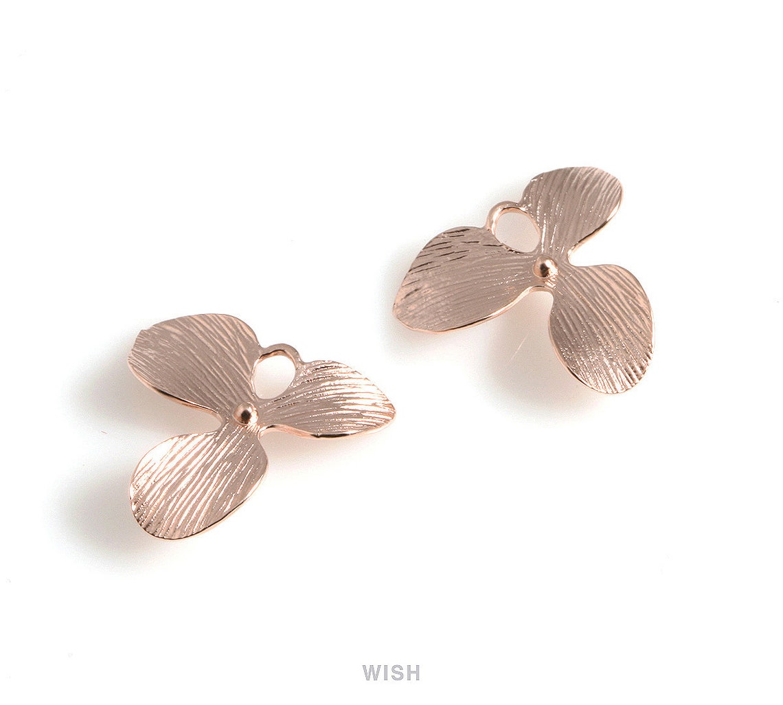 Orchid Flower Petal Connectors in Matte Rose Gold Floral | Etsy