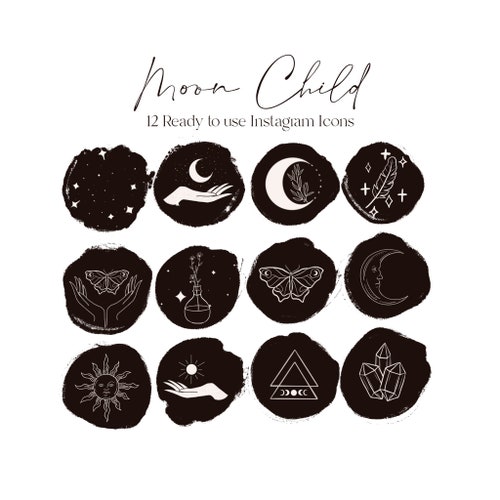 24 Celestial Instagram Highlight Cover Icons Moon Phases - Etsy