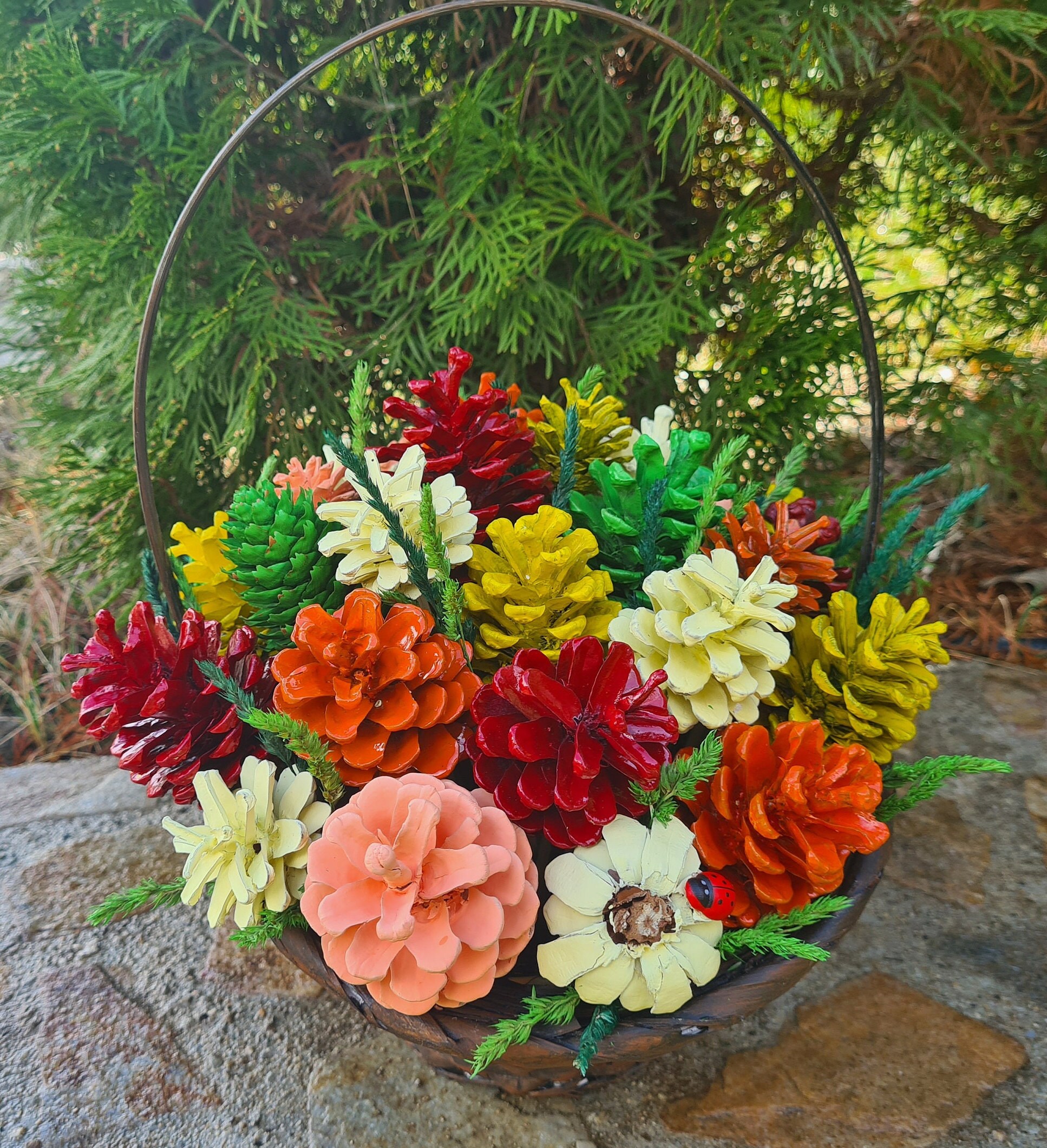 Cone Flowers, Flower Basket, Basket Full of Cone Flowers,flowers From ...