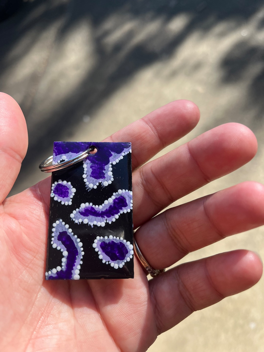 Rectangle Aboriginal amethyst Design Key Ring - Etsy