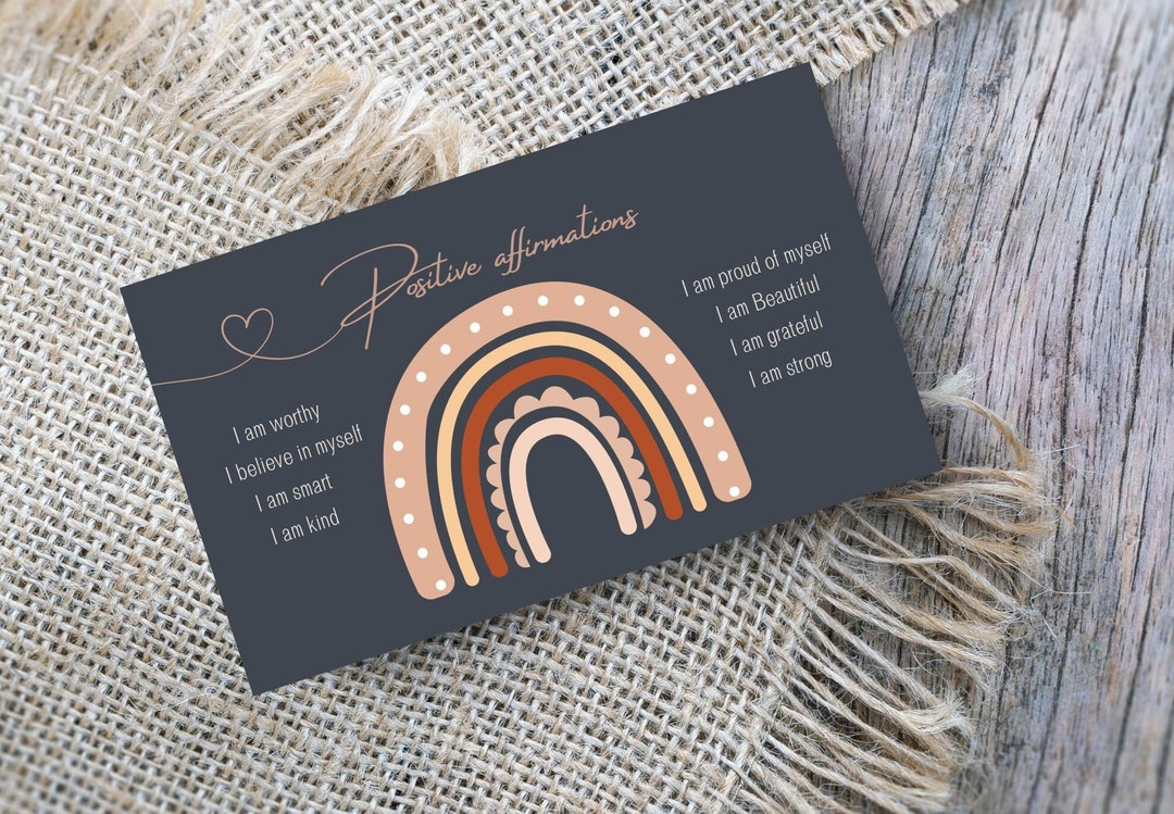 Positive Affirmation Cards | Boho Rainbow Small Business (digital ...