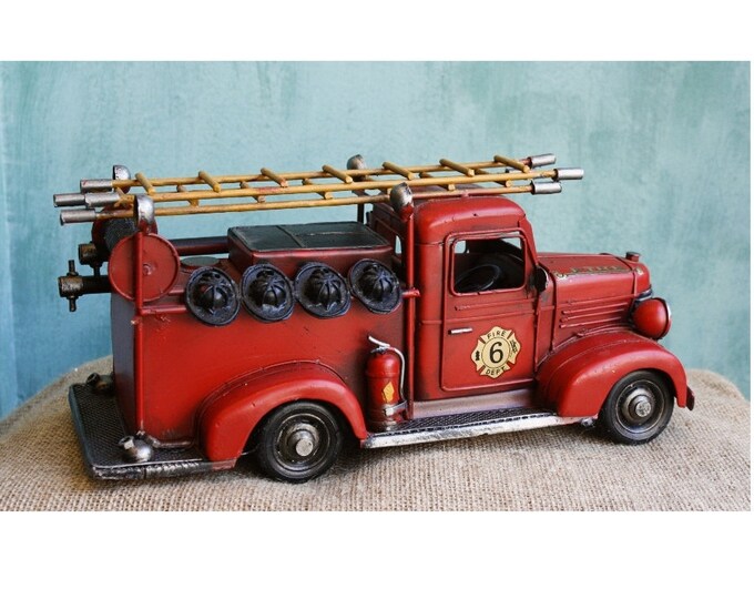 Vintage Handmade Big Fire Truck,fire Dept,red Car Miniature,car ...