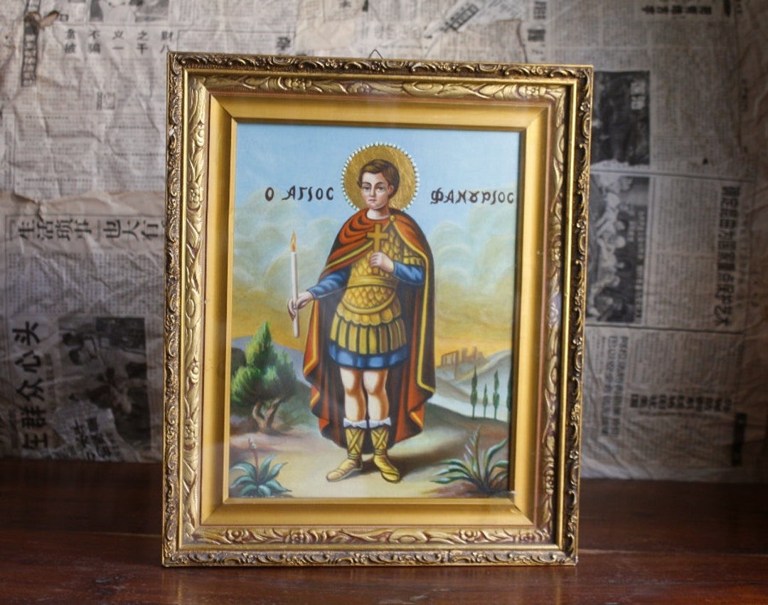 Agios Fanourios Vintage Icon, Saint Fanourios Icon, St. Phanourios Icon ...