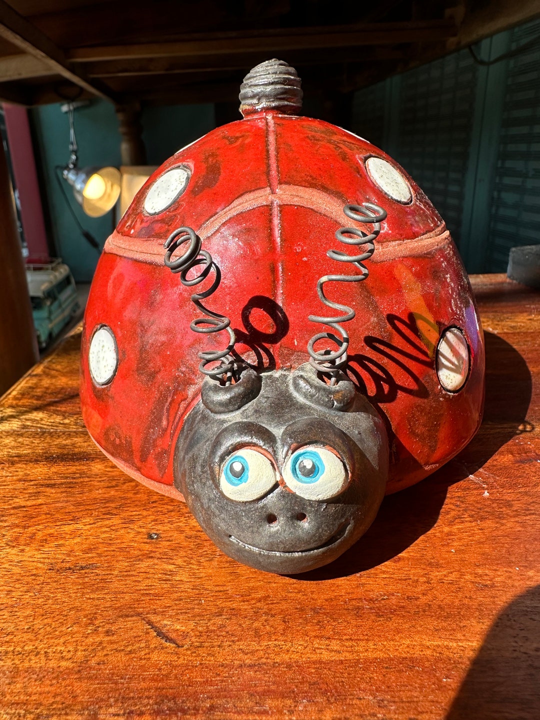 Ceramic Ladybug Box, Vintage Ladybox Jewellery Box, Handmade Pottery ...