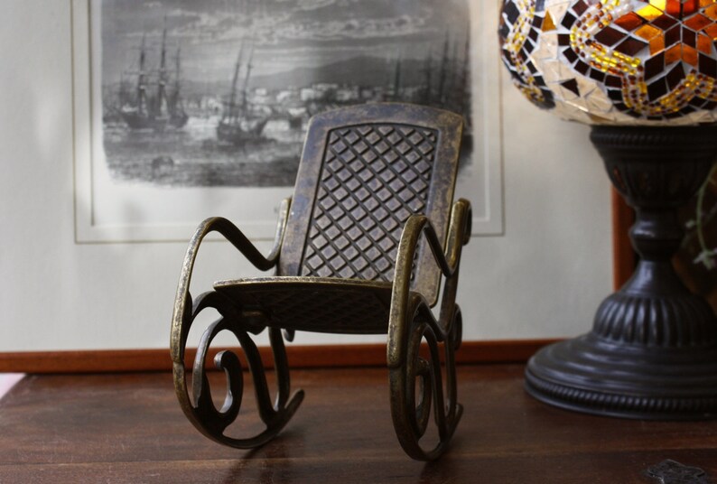 Beautiful Brass Rocking Chair Figurine, Bronze Rocking Chair Sculpture ...