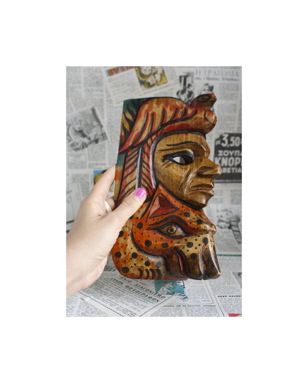 Vintage Hand-carved Mask, Animal Mayan Tribal Mask, Latin American ...