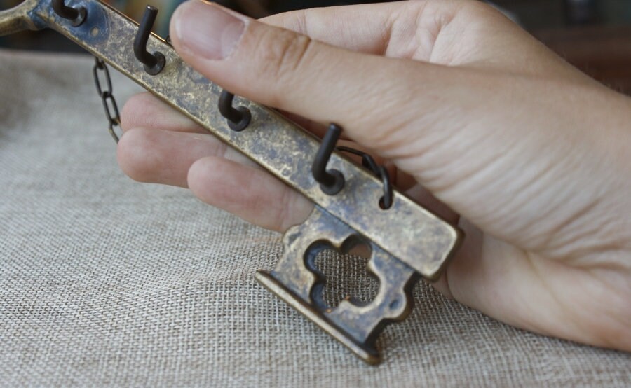 Key Shape Key Holder Brass 4 Hooks Key Holder Brass Wall | Etsy