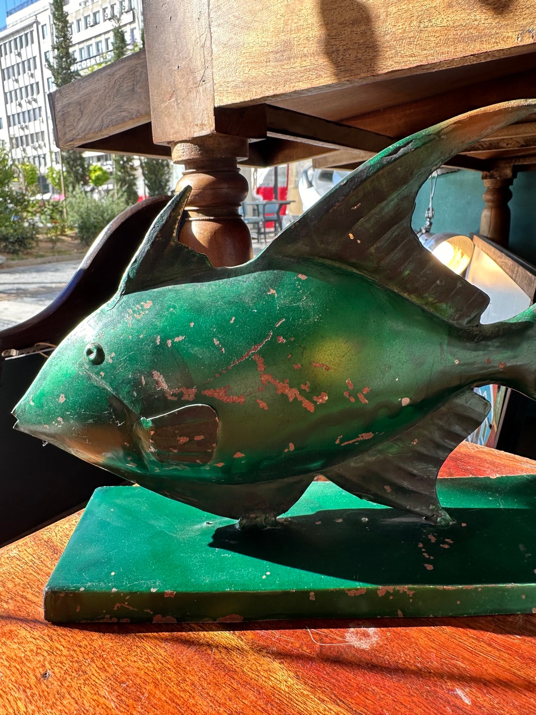 Vintage Metal Fish Figurine, Green Fish Figurine, Metal Fish, Queen ...