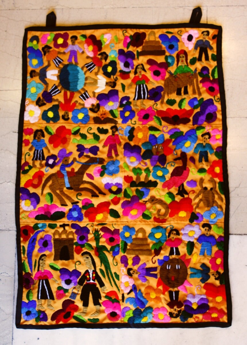 Handmade Guatemalan Figure Embroidery Hand Embroidered Quilt | Etsy