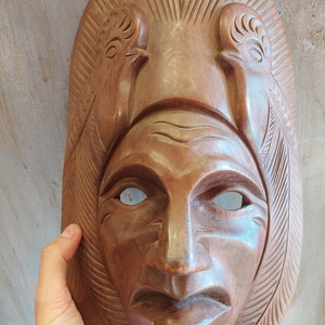 Mayan Wooden Mask, Kukulkan Hand Carved Mask , Guatemala Mask, Native ...