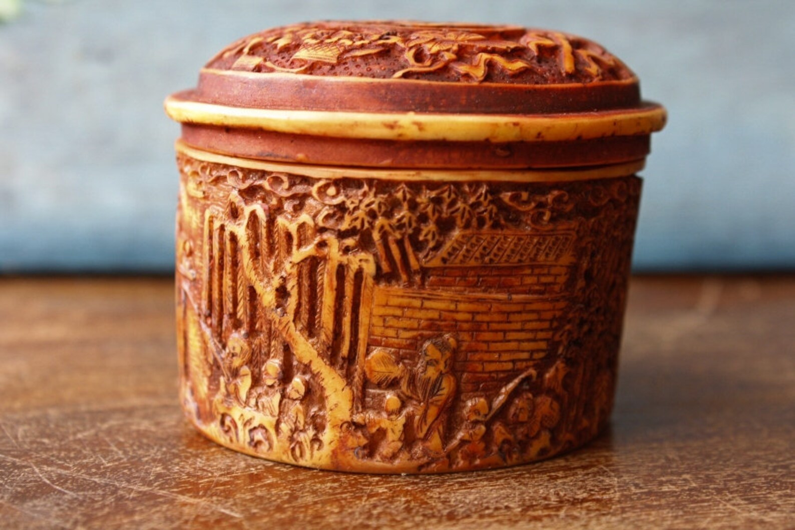 Vintage Chinese Carved Round Box Carved Lacquer Box Cinnabar - Etsy