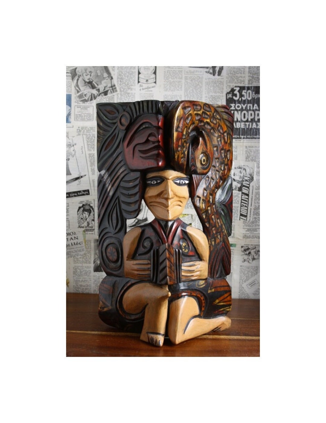 Big Vintage Hand-carved Mask, Mayan Tribal Mask, Latin American Wooden ...