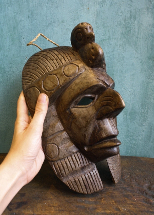 Mayan Wooden Mask Kukulkan Hand Carved Mask Guatemala Mask - Etsy