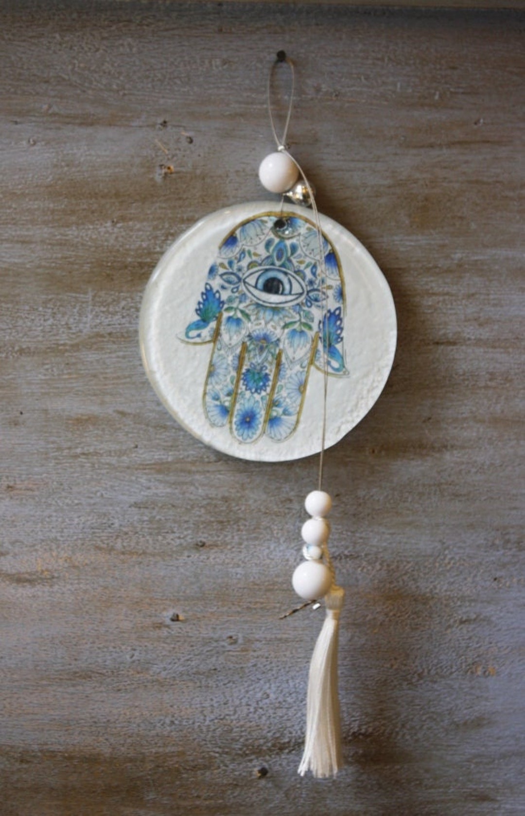 Handmade Glass Hamsa Hand, Hamsa Charm, Housewarming Gift, Oriental ...