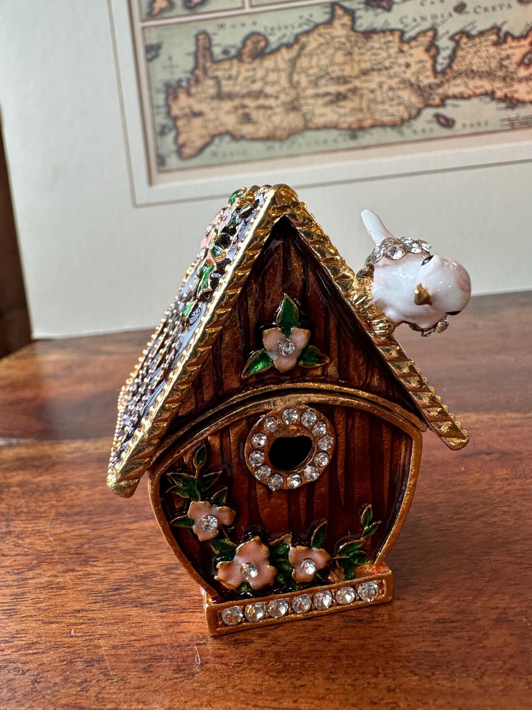 Rhinestone Birdhouse Box, Rhinestone Bird on House Treasure Box ...