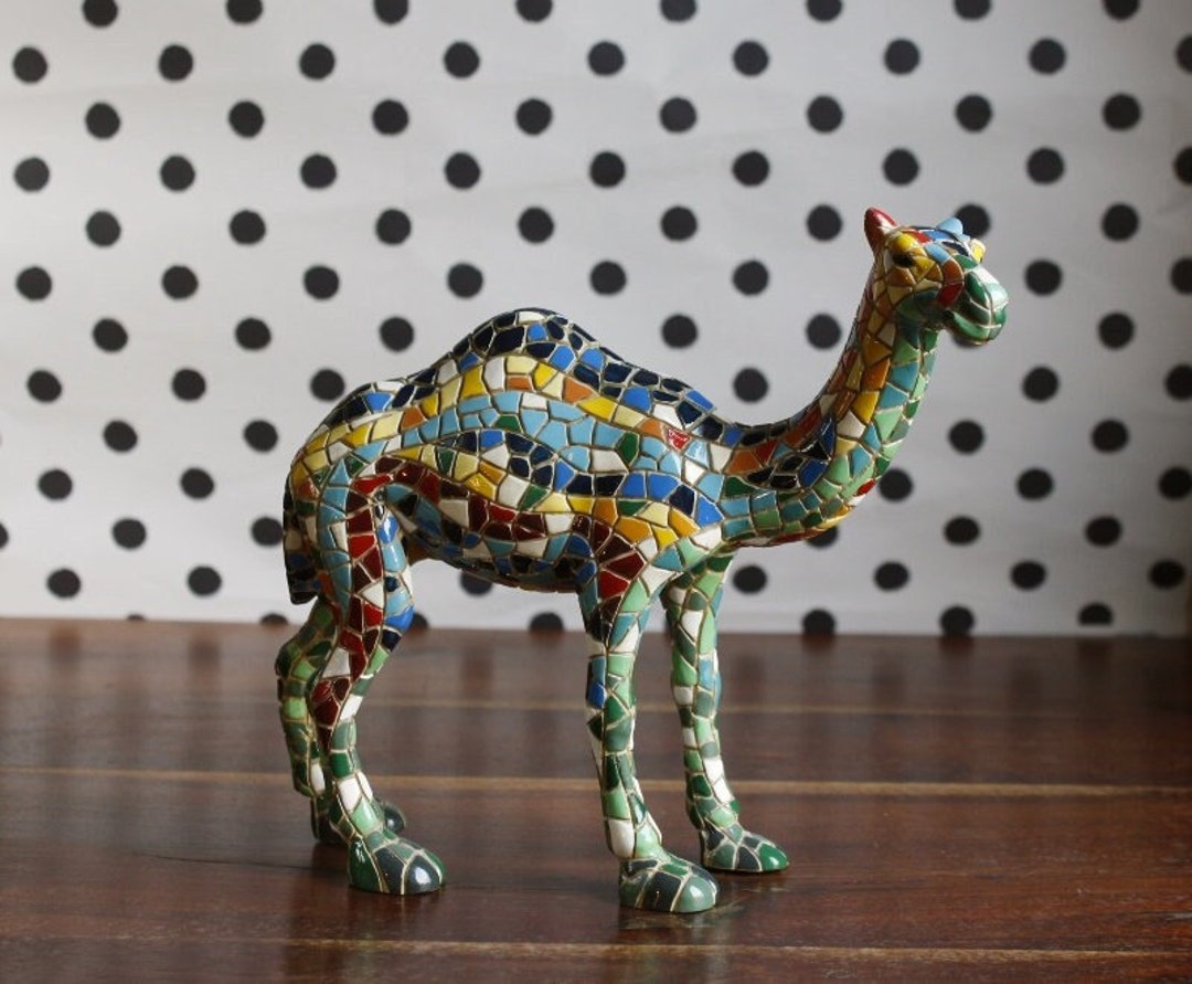 Hand Made Camel Figurine, Mosaic Style Camel Miniature, Mosaic Style ...