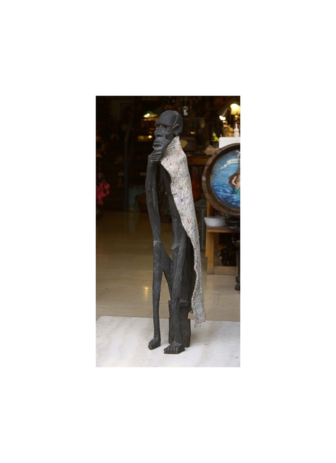 Tall Wooden African Man Sculpture, African Aboriginal Wooden Statue ...