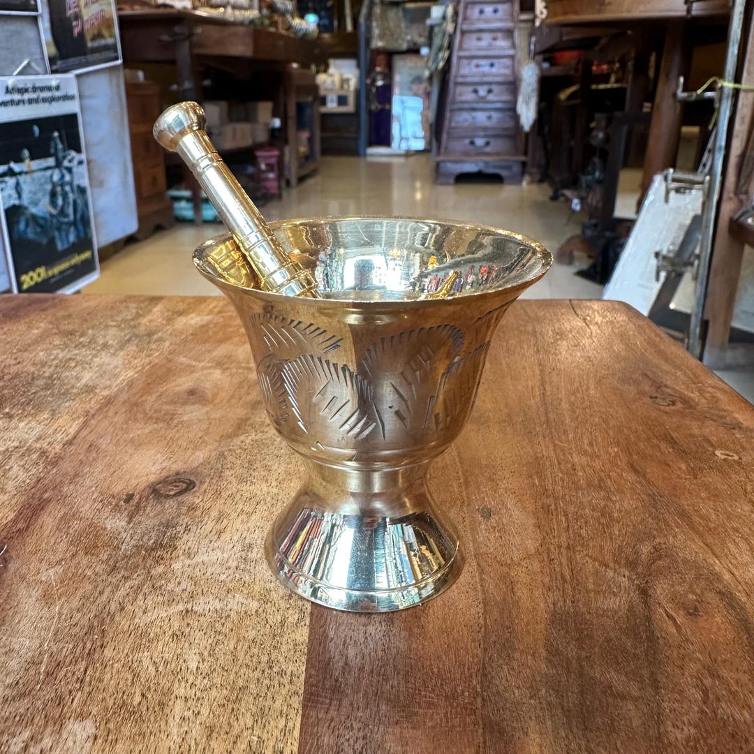 Mini Brass Mortar and Pestle, Brass Pill Crusher, Brass Mortar, Vintage ...