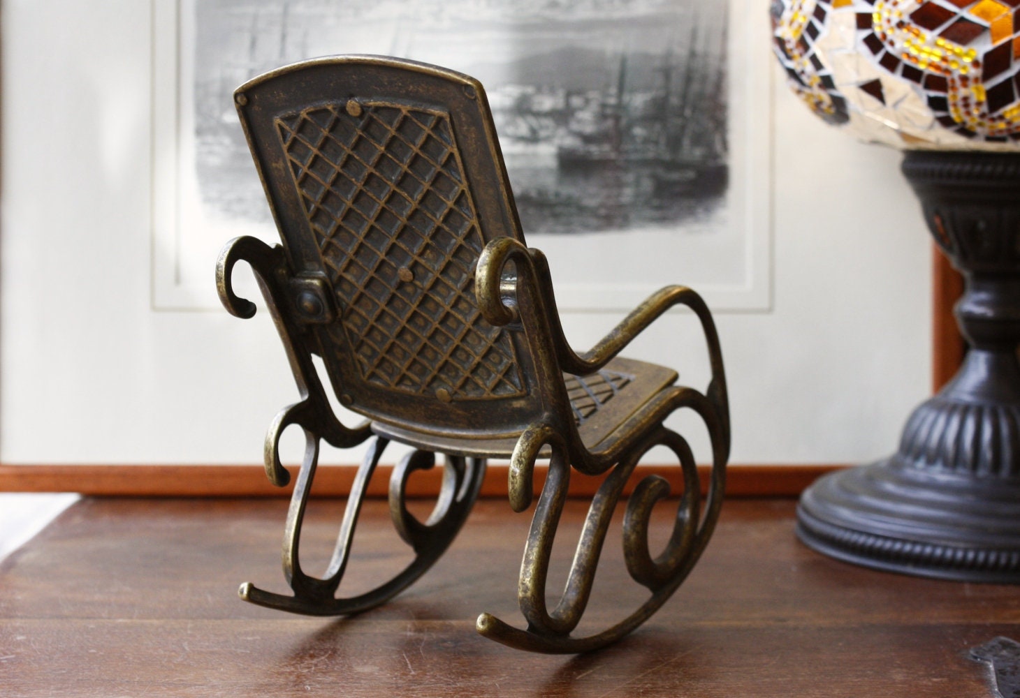 Beautiful Brass Rocking Chair Figurine, Bronze Rocking Chair Sculpture ...