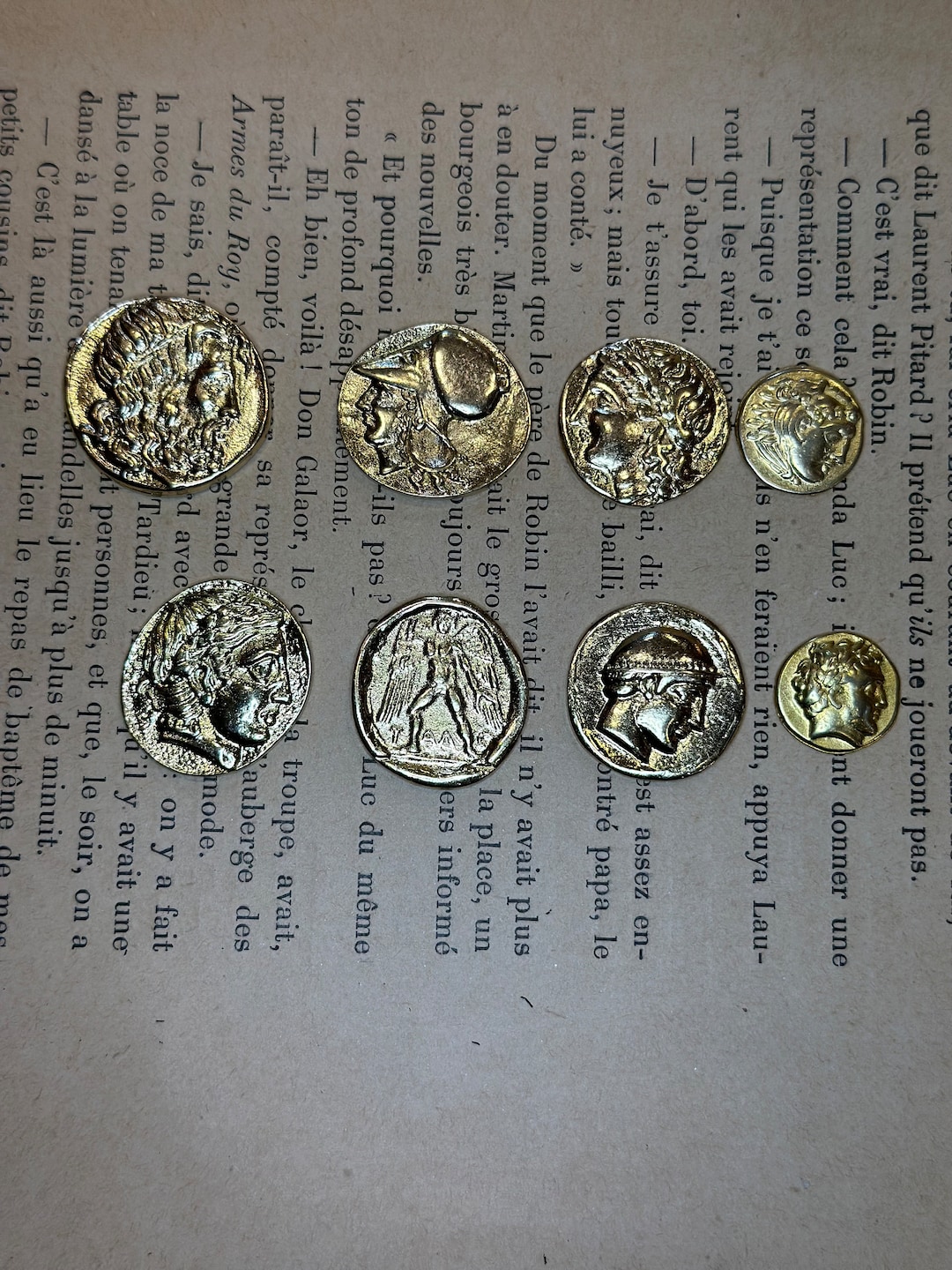 Set of 8 Golden Plated Ancient Greek Coins Copies, Ancient Coins ...