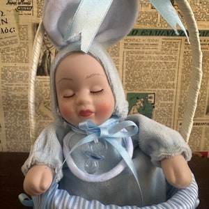 Baby Boy Music Box, Wind up Baby Boy Music Box, Baby Boy in Basket ...