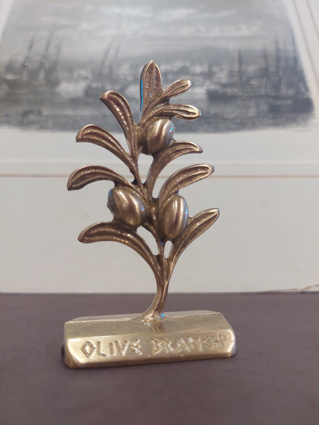 Brass Olive Branch, Greek Souvenir , Olive Branch Miniature, Olive Tree ...