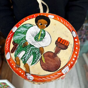 Vintage Ethiopian Leather Drum, Coptic, Hand Painted Drum, African Art ...