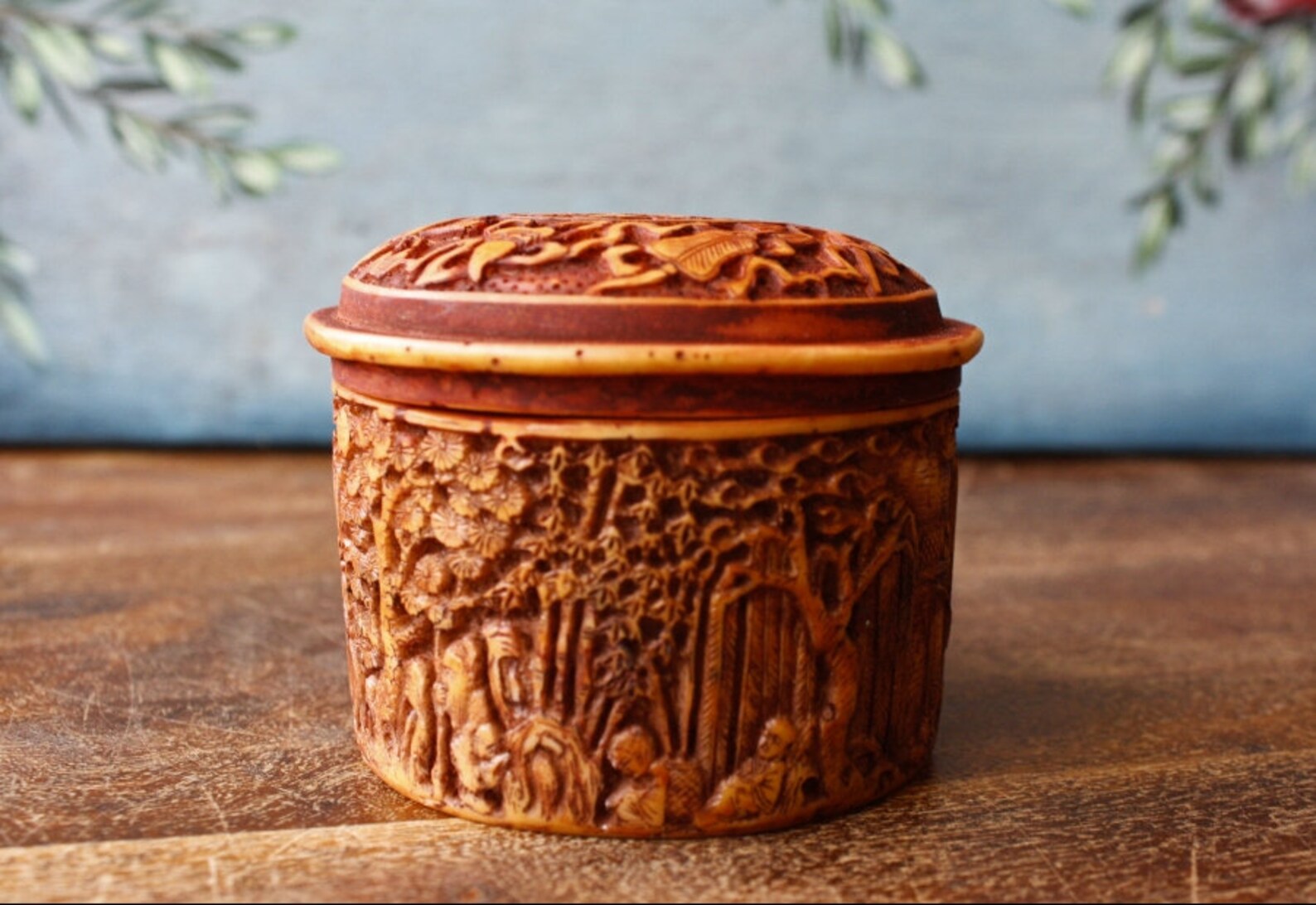 Vintage Chinese Carved Round Box Carved Lacquer Box Cinnabar - Etsy