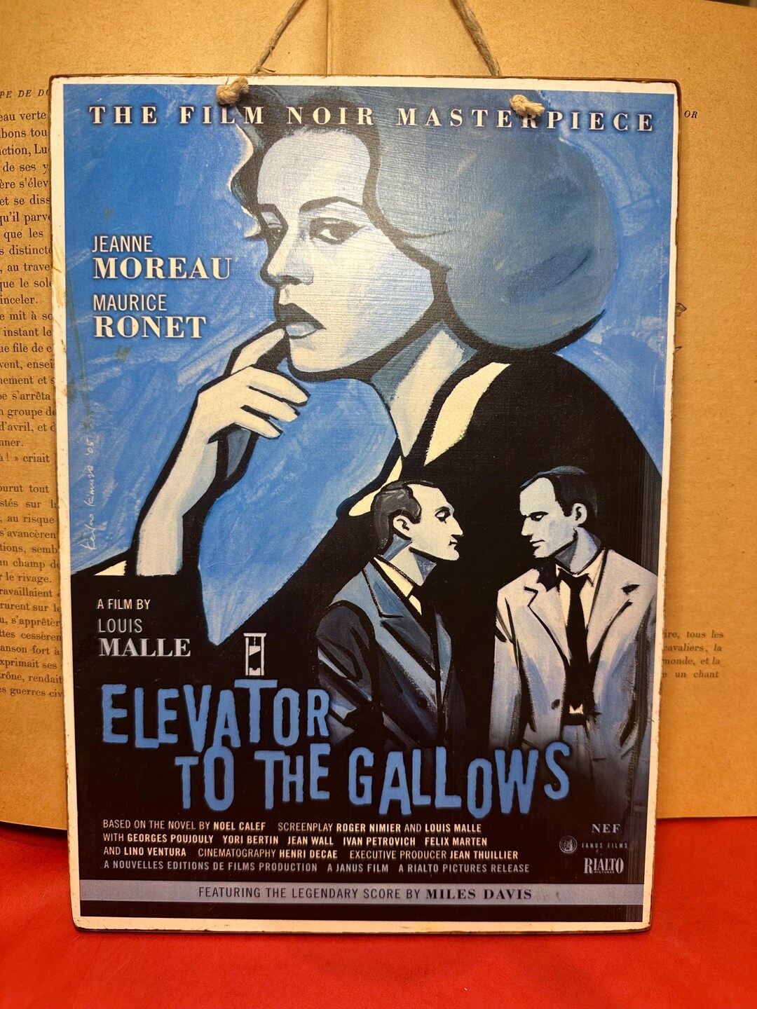 Elevator to the Gallows Wooden Sign, Louis Malle, Jeanne Moreau, French ...