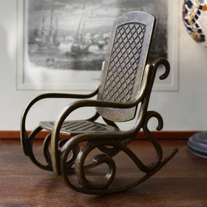 Beautiful Brass Rocking Chair Figurine, Bronze Rocking Chair Sculpture ...