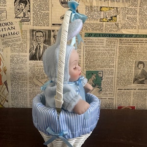 Baby Boy Music Box, Wind up Baby Boy Music Box, Baby Boy in Basket ...