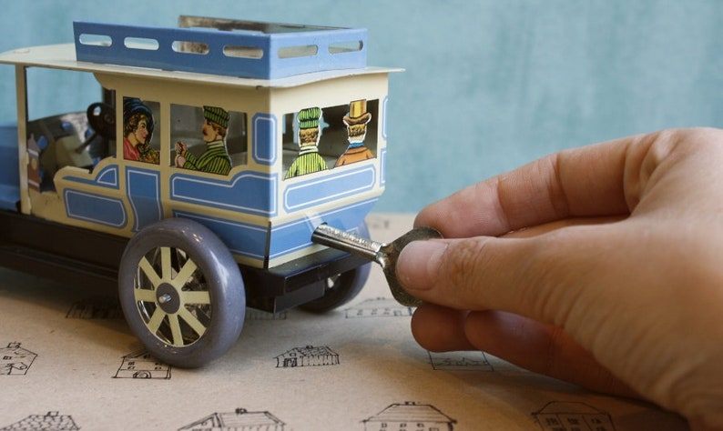 Wind -up Toys, Vintage Tin Toy Car, Wind up Car, Classic Car Figurine ...