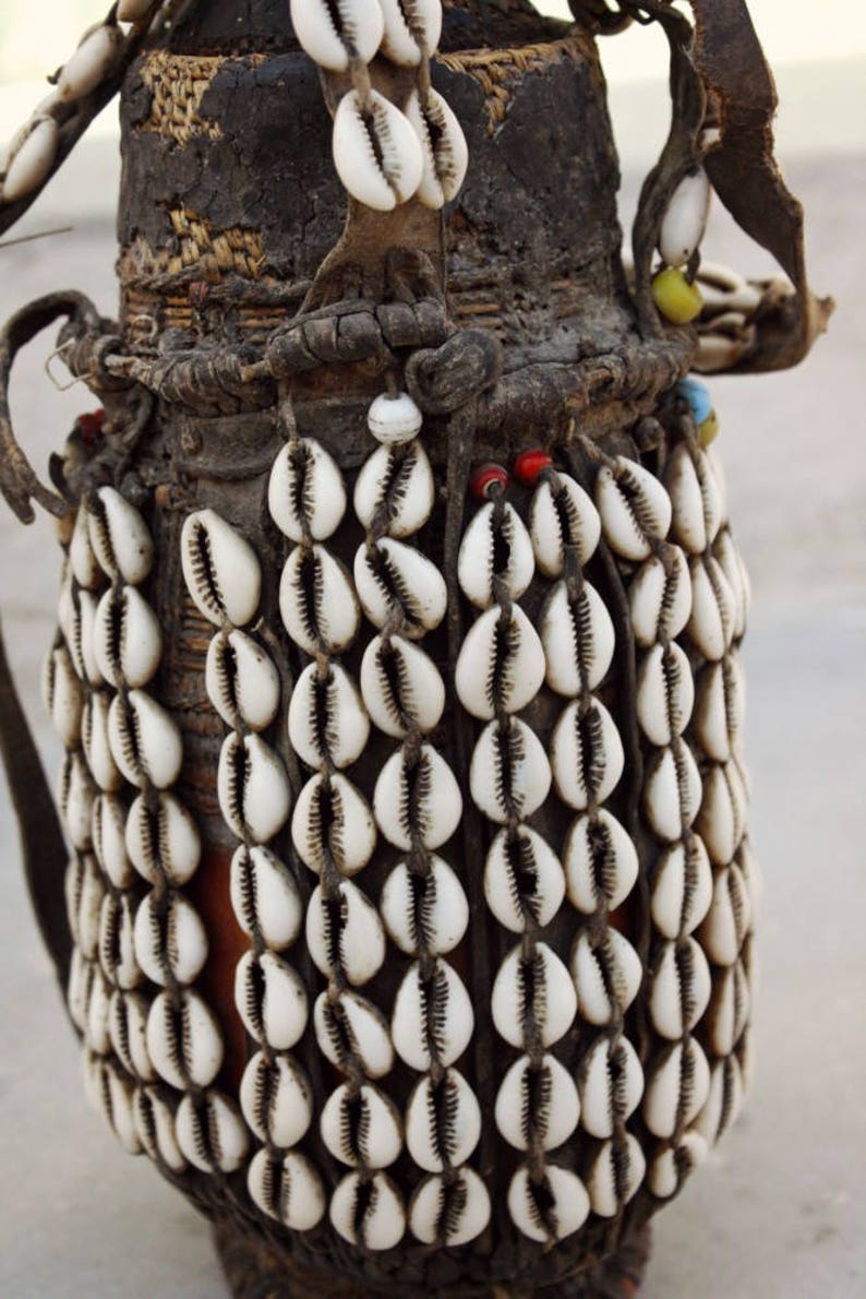 Ethiopian Milk Jug With Cowry Shells African Leather Milk - Etsy