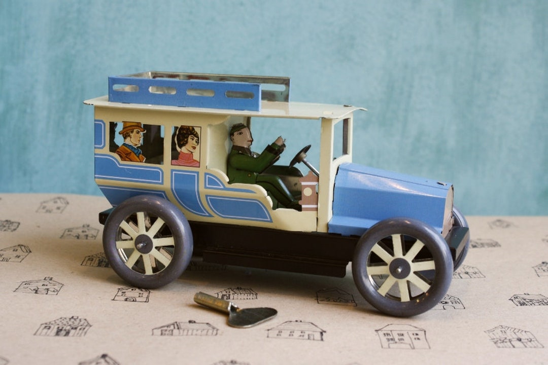 Wind -up Toys, Vintage Tin Toy Car, Wind up Car, Classic Car Figurine ...