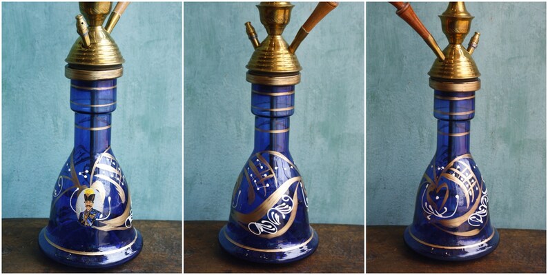 Vintage Syrian Hookah 65 Cm Vintage Shisha Glass and Brass | Etsy