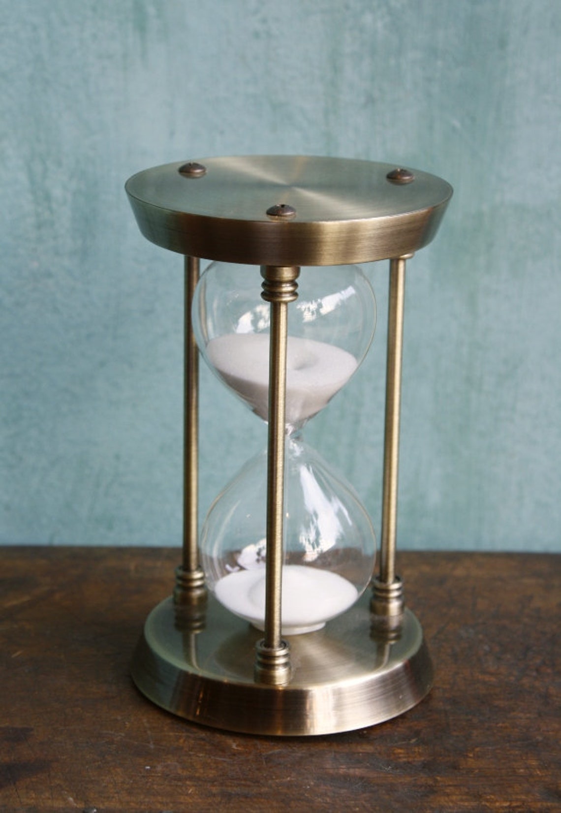 Brass Glass Hourglass Brass Sandglass 15 Minute Hourglass | Etsy