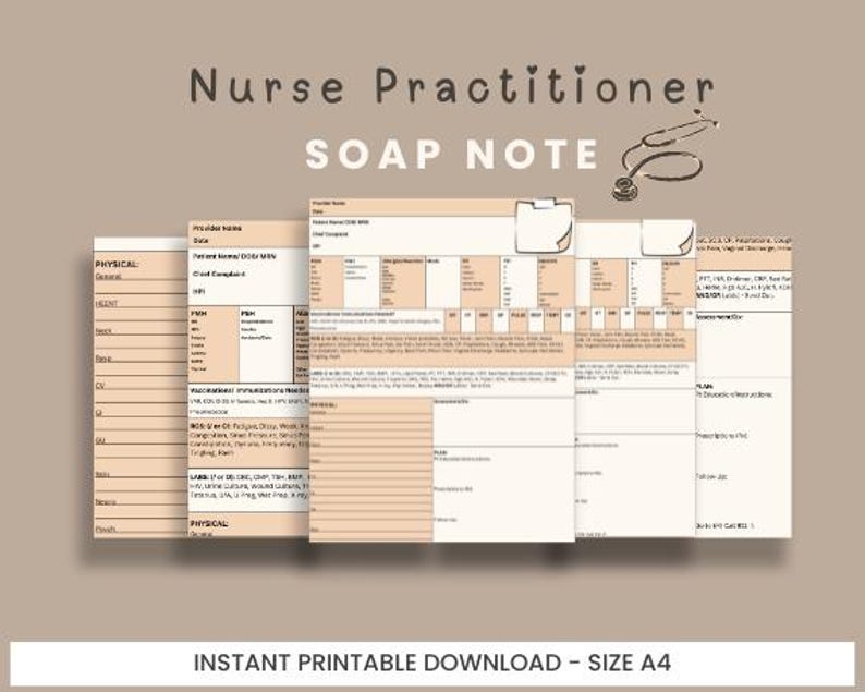 Nurse Practitioner SOAP Note Template (digital Download) - Etsy